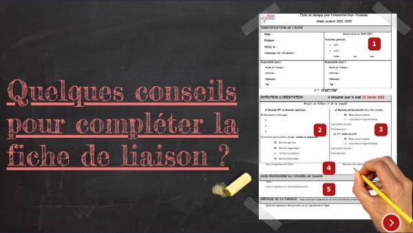 Pour compléter la fiche de liaison | Genially