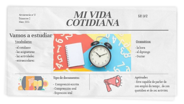 Séquence n°5 5e Mi vida cotidiana | Genially