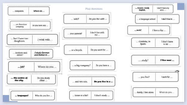 Present simple dominoes