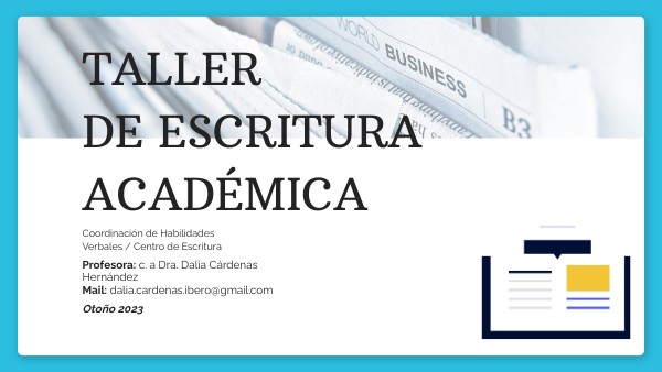 OTOÑO 2023. TALLER DE ESCRITURA ACADÉMICA | Genially