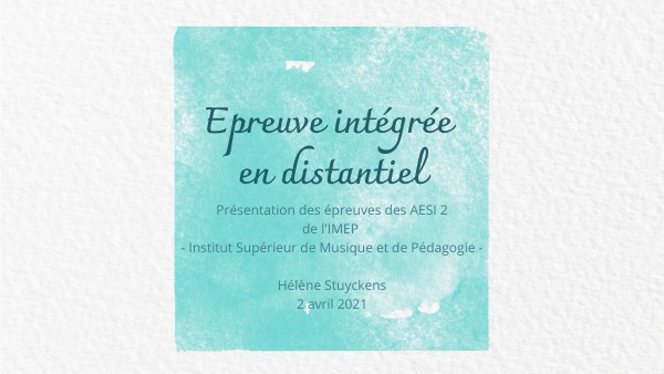 Présentation Epreuve intégrée AESI 2