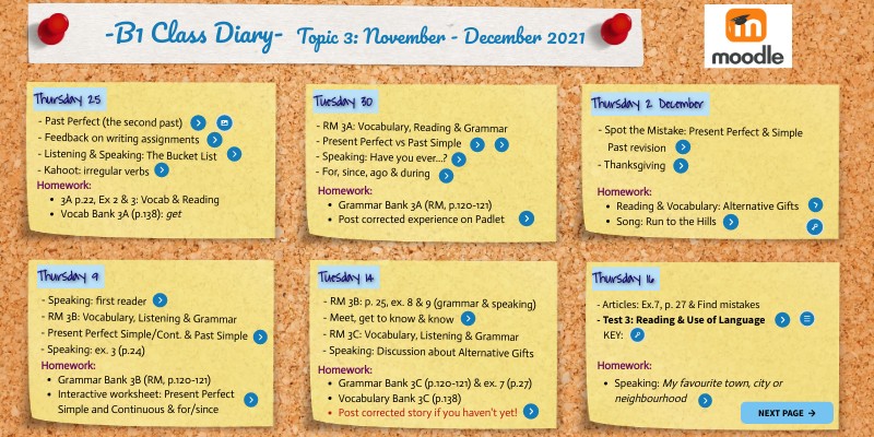 B1 Class Diary 3 | Genially