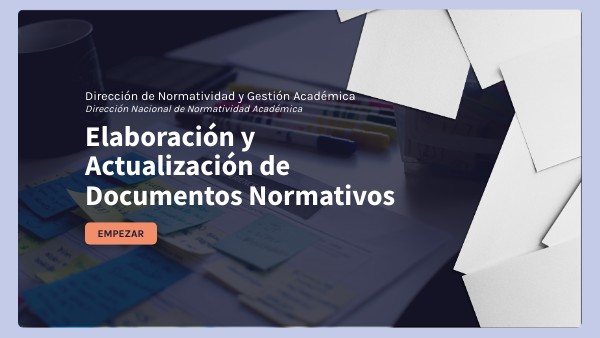 Elaboración y Actualización de Documentos Normativos | Genially