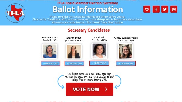 TFLA Board Member Election: Secretary