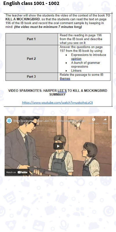 English class 1001 -1002 | Genially