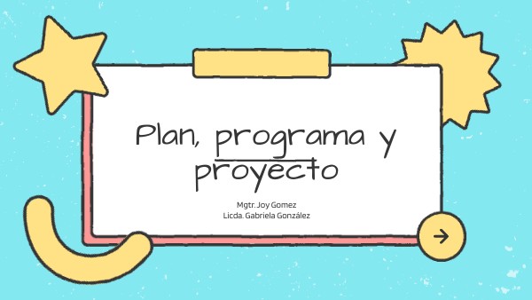 PLAN, PROGRAMA Y PROYECTO | Genially