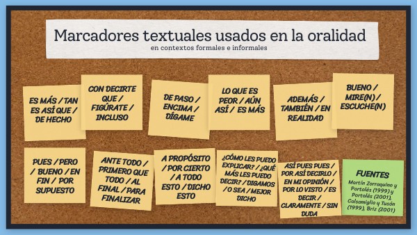 Marcadores textuales de la oralidad | Genially