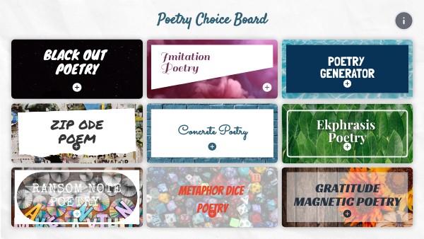 Poetry Anthology Choice Board | Genially