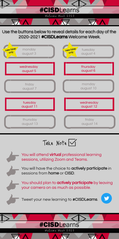 #CISDLearns Welcome Week 2020 | Genially