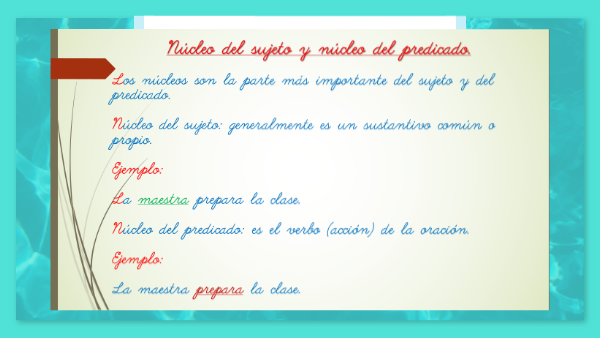Núcleo del sujeto y núcleo del predicado | Genially