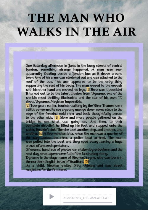THE MAN WHO WALKS IN THE AIR READING 2BGU | Genially