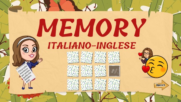 GIOCO MEMORY IN INGLESE | Genially