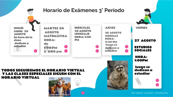 HORARIO DE EXÁMENES 5°E | Genially