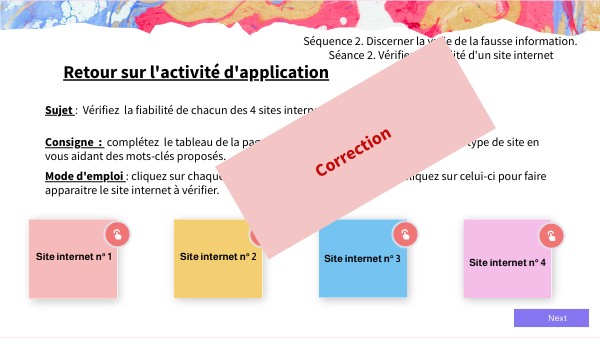 Apport correction activité compréhension | Genially
