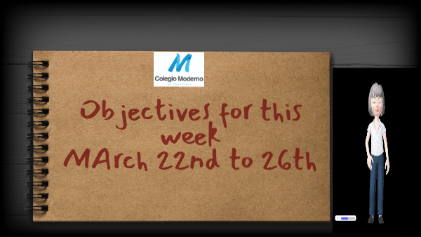 Objectives for this week March 22nd to 26th