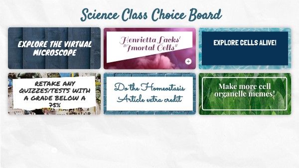 Science Class Q3 Choice Board | Genially