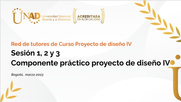 Sesión 1, 2 y 3 Componente práctico proyecto de diseño IV | Genially