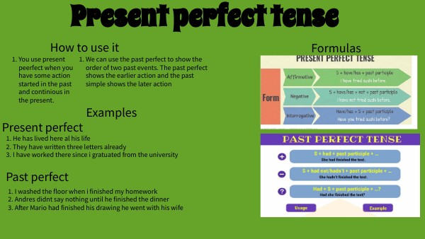 Present and perfect tense inphographic | Genially