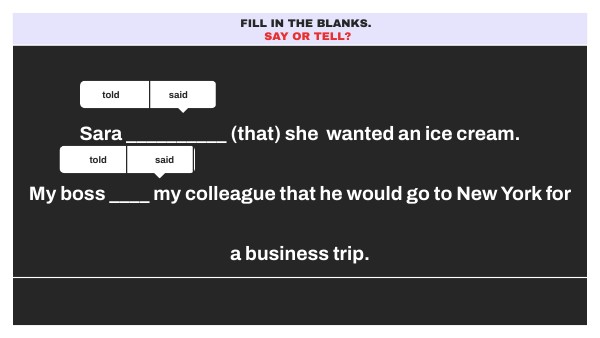 Say or tell? | Genially