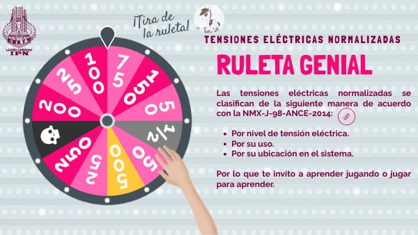 RULETA GENIAL: TENSIONES ELECTRICAS NORMALIZADAS | Genially