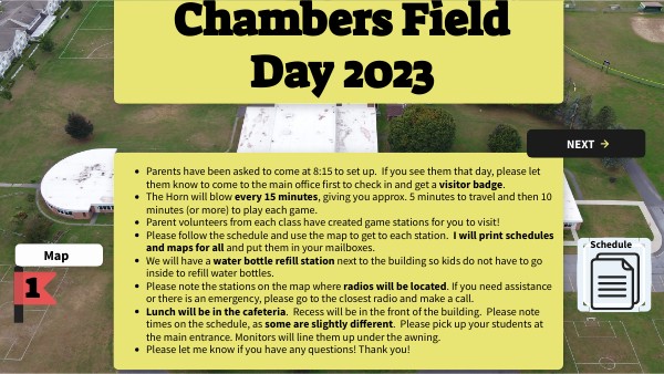 Field Day Map and Schedule