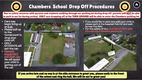 Chambers School Drop Off and Pick Up | Genially