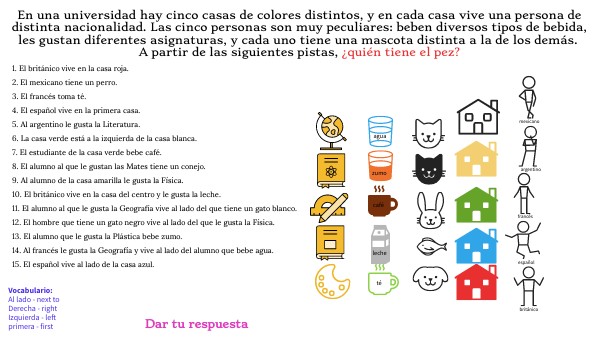 acertijo de Einstein | Genially