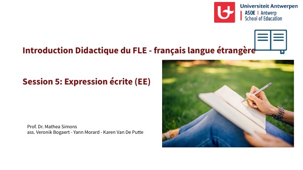 Intro Did FLE Session 5 Expression écrite | Genially