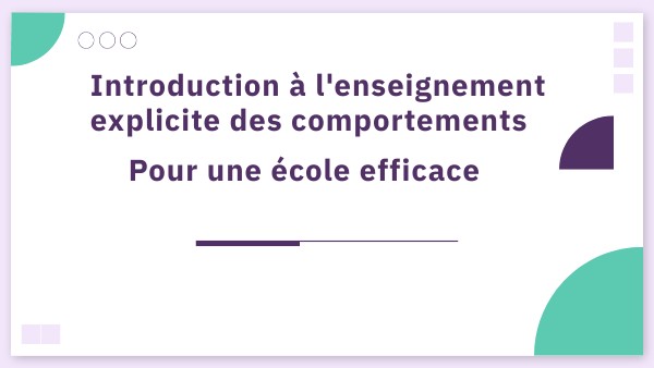 Mater P Enseignement Explicite des Comportements | Genially