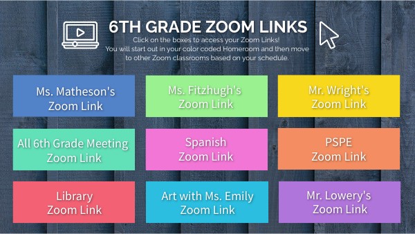 6th Grade Zoom Links