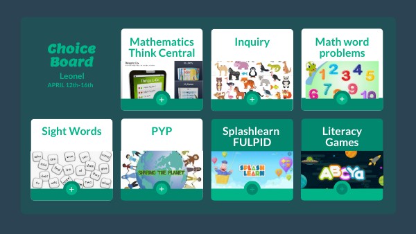 Leonel's Choice Board A12-16 | Genially