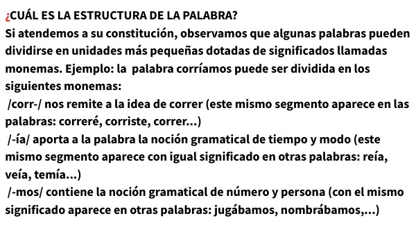 ESTRUCTURA DE LA PALABRA | Genially
