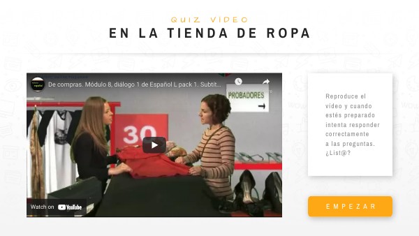 QUIZ VÍDEO "En la tienda de ropa" | Genially