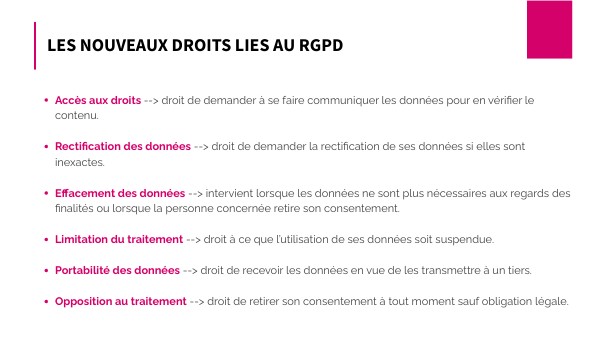 Les nouveaux droits liés au RGPD