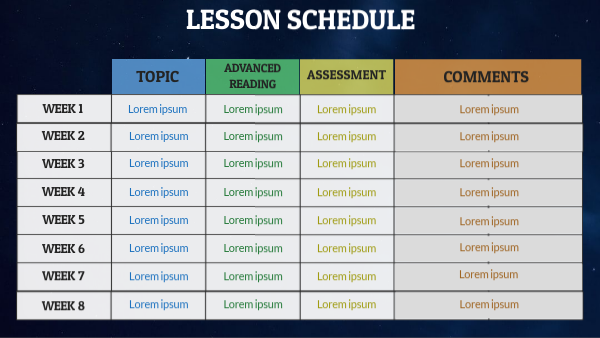 STEVEN LECTURE SCHEDULE TEMPLATE | Genially