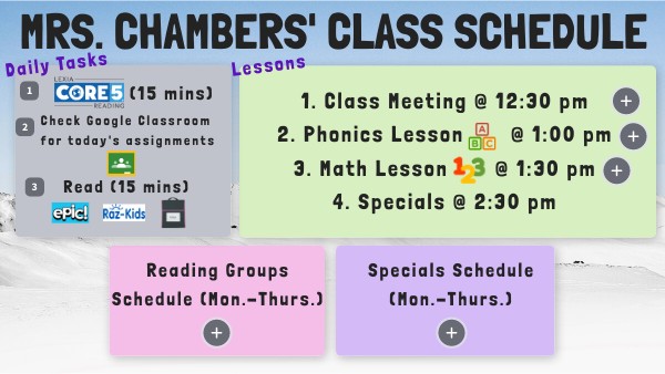 M-Th Schedule - Chambers | Genially