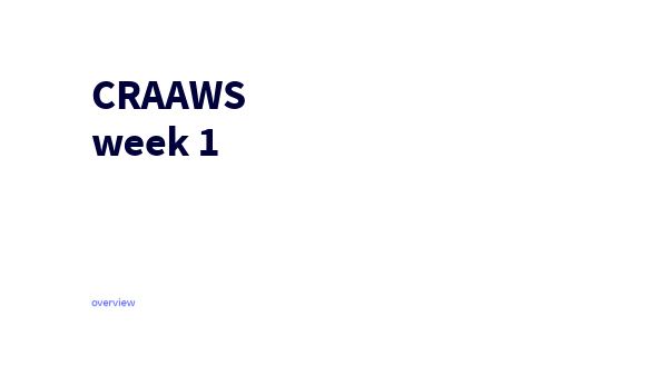 CRAAWS week 1 overview | Genially