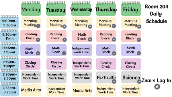 Room 204 Monday Schedule! copy