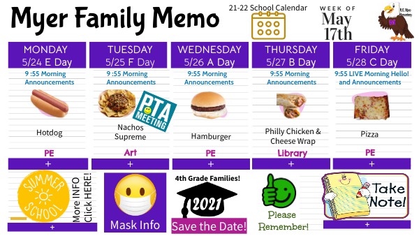 Myer Family Memo 5-24-21 | Genially