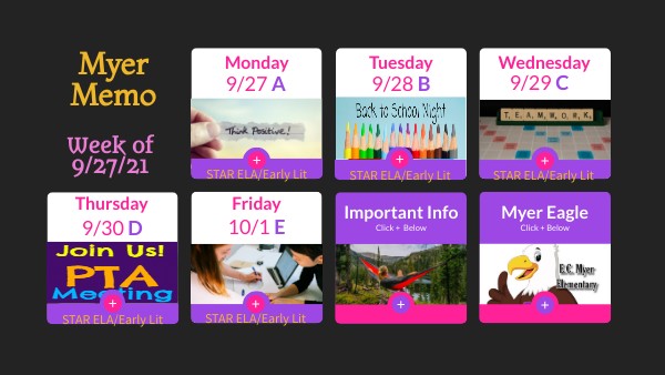 Myer Memo Week of 9-27-21 | Genially