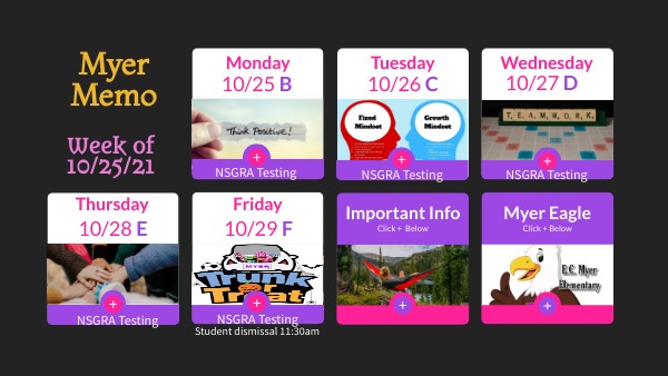 Myer Memo Week of 10-25-21 | Genially