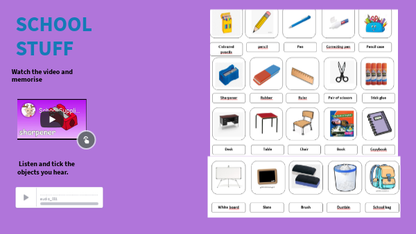 School stuff (6ème) | Genially