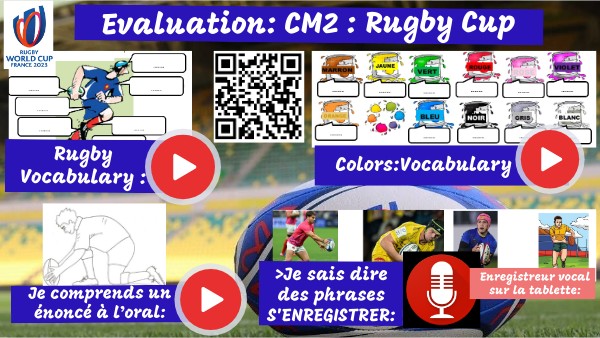 Anglais : EVALUATION CM2 : Rugby world cup | Genially