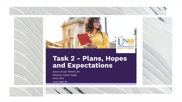 Task 2 - Plans, Hopes and Expectations | Genially