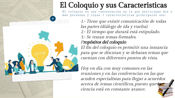 el coloquio característica | Genially