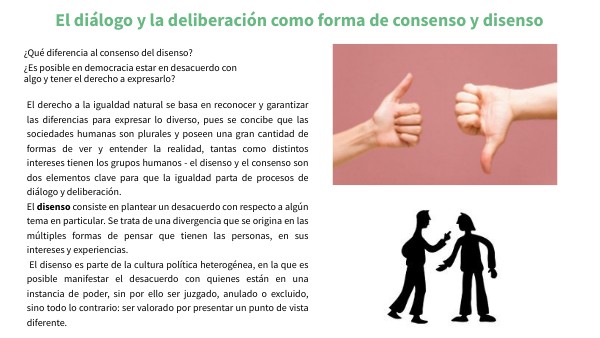 El diálogo y la deliberación como forma de consenso y disenso | Genially