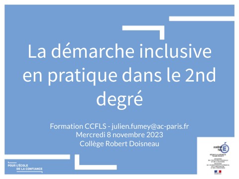 CCFLS inclusion 2nd degré 2025-2026 | Genially