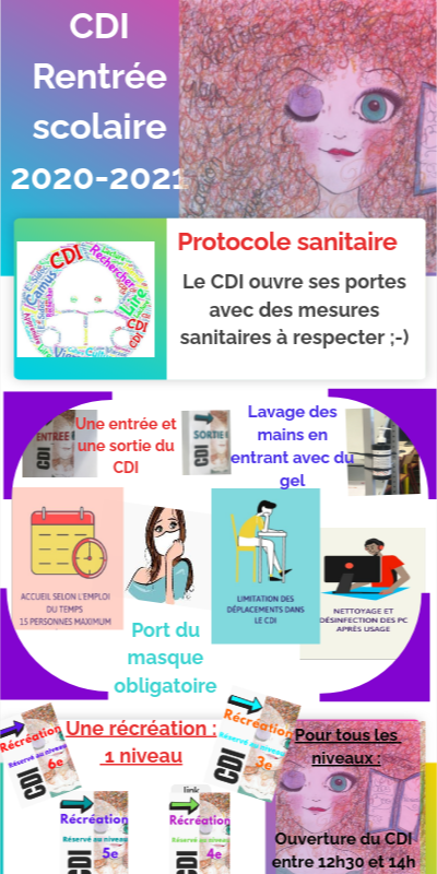 Protocole sanitaire Du CDI - Collège Albert Camus / Vierzon | Genially