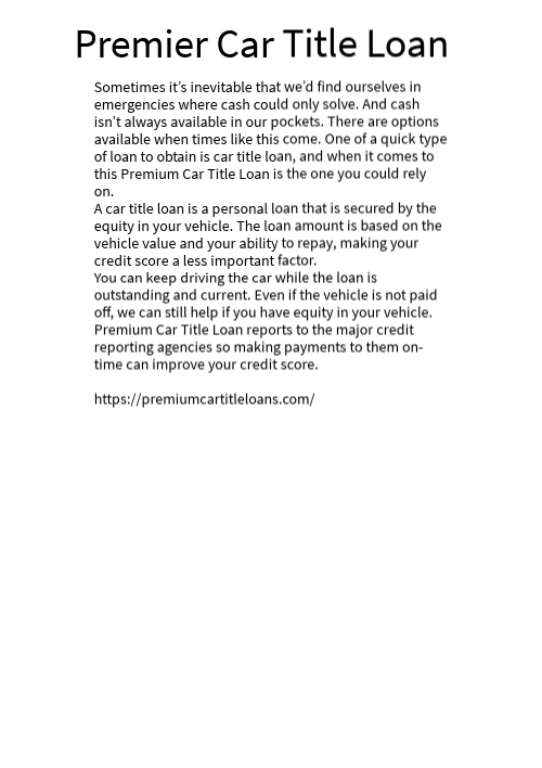 Premier Car Title Loan