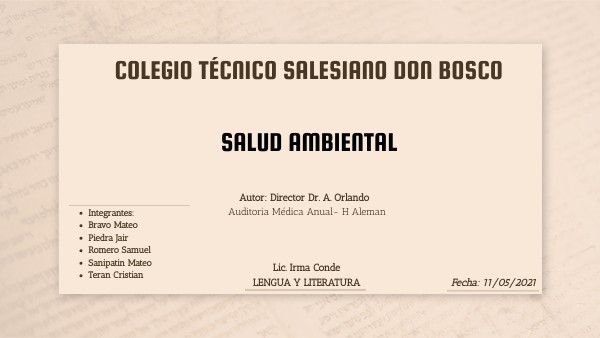 SALUD AMBIENTAL | Genially